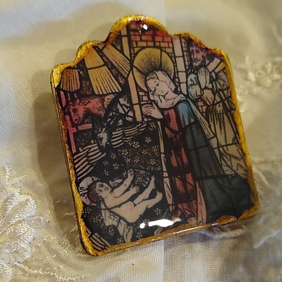 mirth and whimsy | Jewelry | Stained Glass Replica Brooch | Poshmark